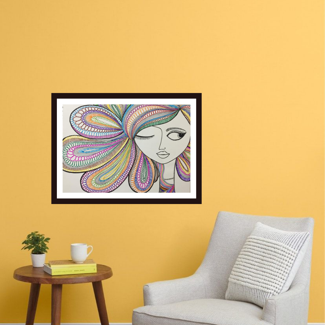 Wink Lady Zentangle Art | A3 Size, Fine Marker | Multicolor – Neha ...